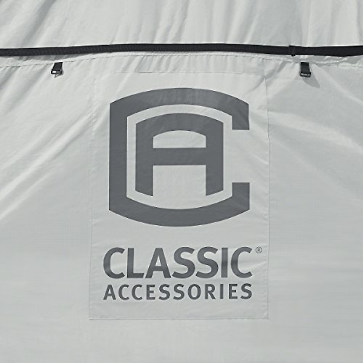 Classic Accessories RV SkyShield™ R-Pod Cover, 16'2"L x 78"W, Model 2, Durable, Tear-Resistant, Teardrop, Travel Trailer Storage Cover, Compatible with R-Pod Trailers, Black/Grey/Snow White