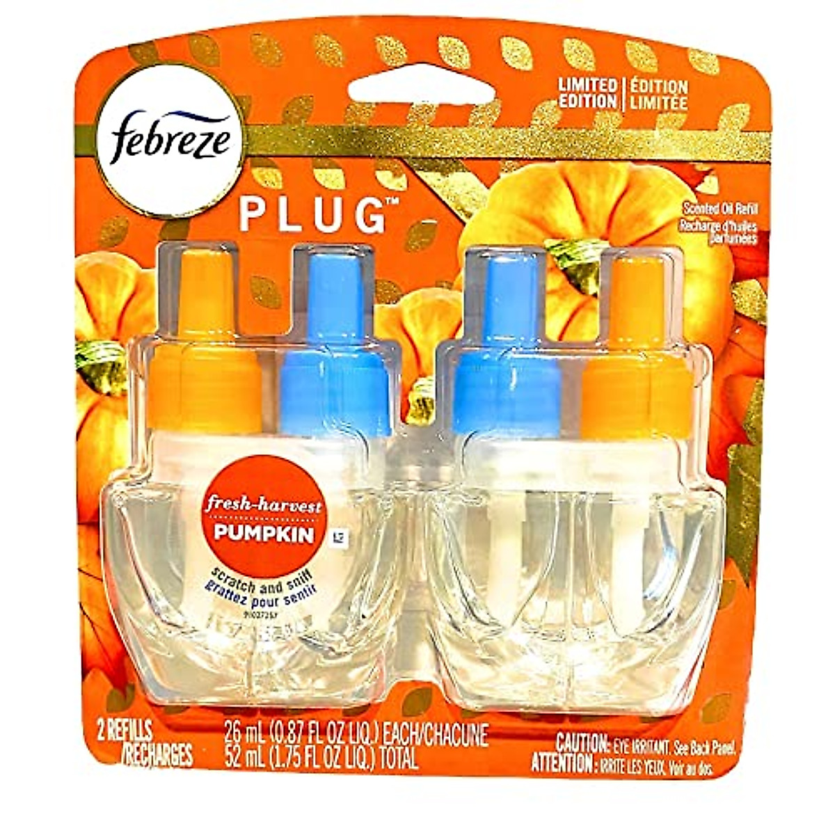 Febreze Plug Air Freshener Refills, Limited Edition Fresh-Harvest Pumpkin Scent, (2 Count, 1.75 Oz)