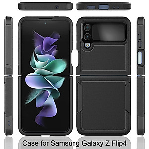 Jeylly for Samsung Galaxy Z Flip 4 5G Case with Lens Camera Protector, Heavy Duty Shockproof Anti Fingerprint Durable Phone Case Wireless Charging for Samsung Galaxy Z Flip 4, Green