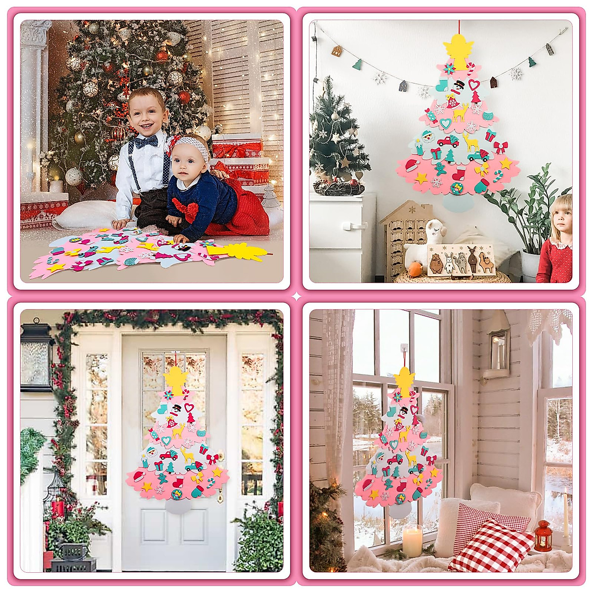OurWarm Kids Felt Christmas Tree for Kids Wall, 35PCS DIY Felt Christmas Tree Set for Toddlers, Felt Tree for Kids to Decorate Christmas Wall Decorations Wall Hanging Christmas Tree