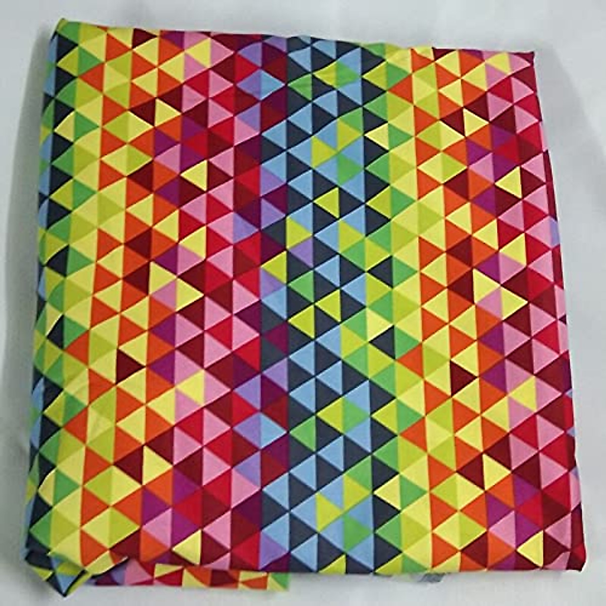 PUMCRAFT Sewing Fabric 100% Cotton Fabric Rainbow Color Colorful Geometry Triangle Printed Sewing Cloth Dress Clothing Textile Tissue - 50cm Fabric Patchwork Craft