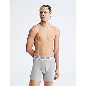 Calvin Klein Men's Active 2-Pack Boxer Brief-Amazon Exclusive, Midnight, Athletic Grey Heather, Large