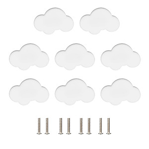 VIDELLY 8 Pieces Soft Rubber Knobs, Cartoon Cabinet Door Knobs Kids Dresser Knobs Handle for Children Room Drawer Closet, White