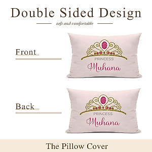 Personalized Princess Crown Pillowcase with Names Custom Text Printed Fun Bedroom Decor Pillow Cover for Children Girls Boys Men Women