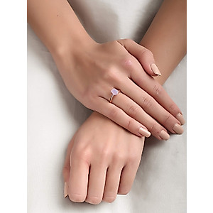 YoTreasure 1.72 Cts Moonstone Pink Sapphire Solid 10k Rose Gold Princess Ring Jewelry