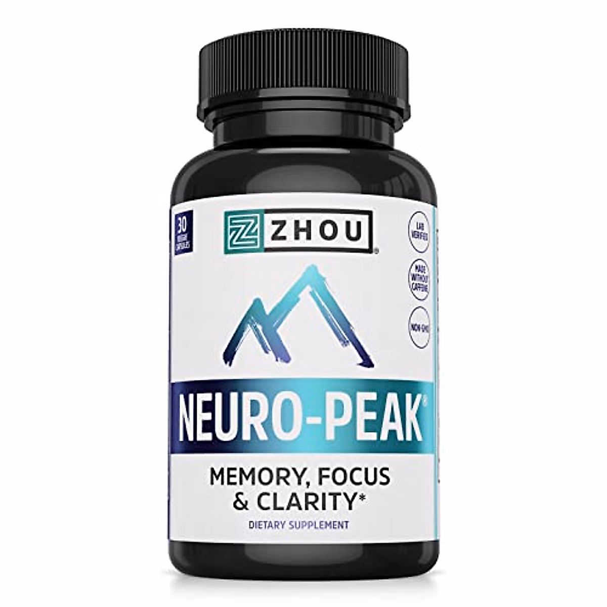 Zhou Neuro Peak Brain Support Supplement | Memory, Focus & Clarity Formula | DMAE, Rhodiola Rosea, Bacopa Monnieri, Ginkgo Biloba & More | 30 VegCaps