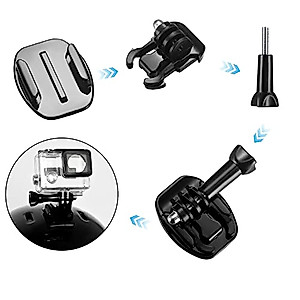 18 Set Helmet Adhesive Sticky Mounts, Flat Curved Adhesive Helmet Sticky Mounts with Accessories Kit, Compatible with GoPro Hero 10/9/8/7, Fusion, 6/5/4, Session, 3+/3/2/1, Action Camera