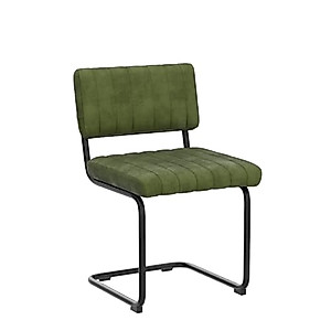 ONEVOG Green Velvet Dining Chairs Set of 2, Upholstered kitchen Dining Room Chair, Comfy Green Chair with Black Metal Legs, Cantilevered Design Chair for Bedroom, Living Room