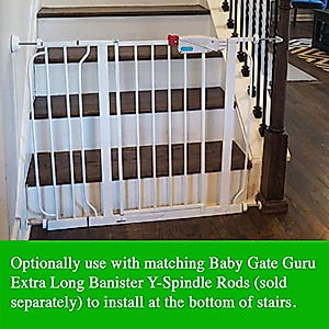 Baby Gate Guru Extra Long M8 (8mm) Spindle Rods for Pressure Mounted Baby and Pet Safety Gates 4 Pack Replacement Set (8mm, White)