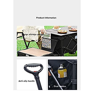 Folding Camping Cart Outdoor Push Wagon Trolley Trailer Transport Free Standing Collapsible Utility Grocery Rolling Buggies Garden Sport Wagons (Color