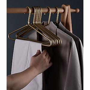 Premium Matte Gold Aluminum Coat Hangers 10 Piece Set, 16.5” Extra Smooth & Durable Metal Shirt Dress Hanger,Aluminum Alloy Hanger,Clothing Support,Clothing Hang
