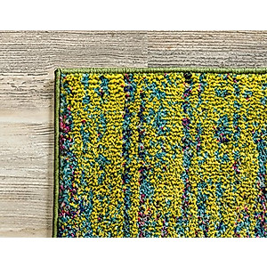 Unique Loom Vita Collection Saturated Over-Dyed Traditional Gradient Area Rug, 2 ft 2 in x 3 ft, Olive/Yellow