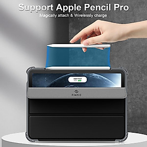 Fintie Hybrid Rugged Case for iPad Air 11-inch M2 (2024), iPad Air 5th / 4th Generation (2022/2020) 10.9 Inch - Military Drop Tested Heavy Duty Clear Cover with Pencil Holder, Black