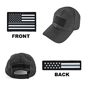 Great 1 Thin Grey-Gray Line American Flag Hat Patch Set, 2x3 & 1x4 inch, Correctional Officer, Woven, Hook and Loop, Tactical Accessory for Clothing-Jackets-Backpacks