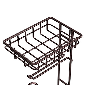 Toilet Paper Holder Free Standing with Shelf Bathroom Magazine Holder Bath Tissue Roll Holder for Mega Rolls/Phone/Wipe-Bronze