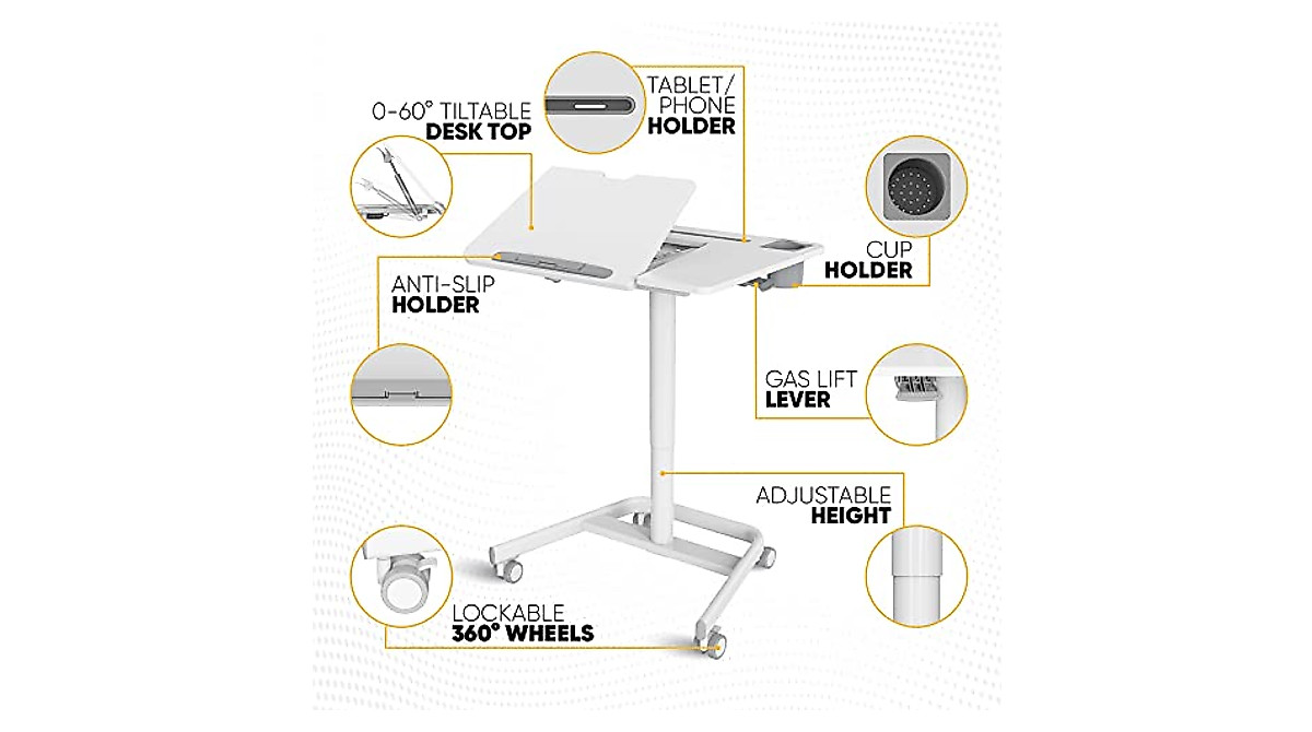 Mobile Adjustable Height Standing Desk for Small Spaces