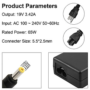 19v 3.42A 65W AC Power Adapter Charger for Toshiba Satellite C55 C655 C850 C50 L755 C855 L655 L745 P50 C855D C55D S55;Toshiba Portege Z30 Z930 Z830;Satellite Radius 11 14 15