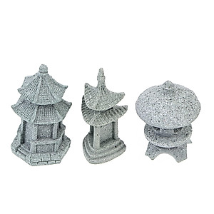 YARNOW Mini Pagoda Statue Ceramic Fairy Garden Figurine Hexagon Environments Flower Vase Aquarium Decorations DIY Micro Landscape Ornament 3Pcs, Light Grey, 5.5x2.8cm (302O3HB0N1EG1511I1LAVD)