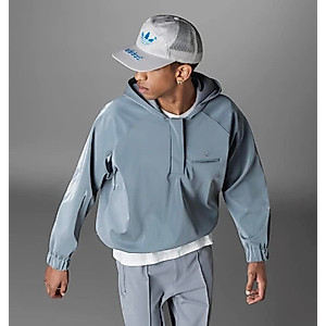ADIDAS ORIGINALS UNISEX BLUE VERSION HIGH SHINE HOODIE, GREY (as1, alpha, l, regular, regular, LARGE)