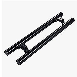 SUCHETA Door Hardware,Round Matte Black Push Pull Bar Handle,Heavy Duty Double Sided Modern Door Handle,Modern Sliding Barn Door Handle,Glass Handles,Interior or Exterior (Size: 60x40cm)