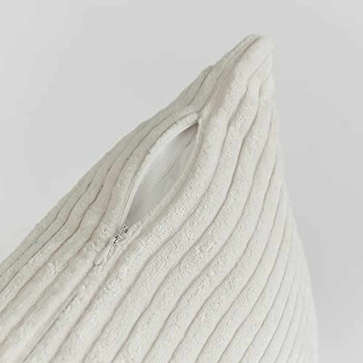 Home Brilliant Cream Pillow Covers Decorative Throw Pillows Set of 2 Striped Corduroy Plush Velvet Pillowcases Cushion Cover for Couch, 18x18 inch, Cream Cheese