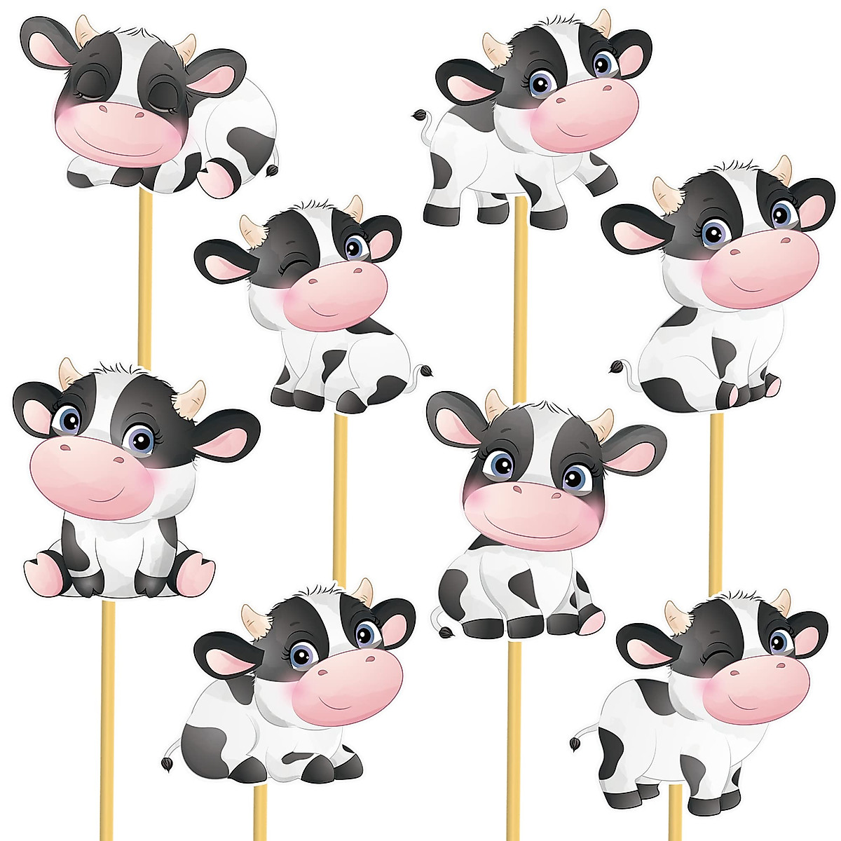 Cow Party Centerpieces Decoration 24pcs Cow Theme Party Table Toppers for Cow Baby Shower Centerpieces Decoration Farm Animal Birthday Party Supplies