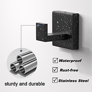 VINHOLD Black Towel Hooks, Heavy Duty Wall Hooks for Hanging Robe, Coats, Bags, kitchenware, Suitable for Bathrooms, Kitchens and Living Rooms (2 Pack)