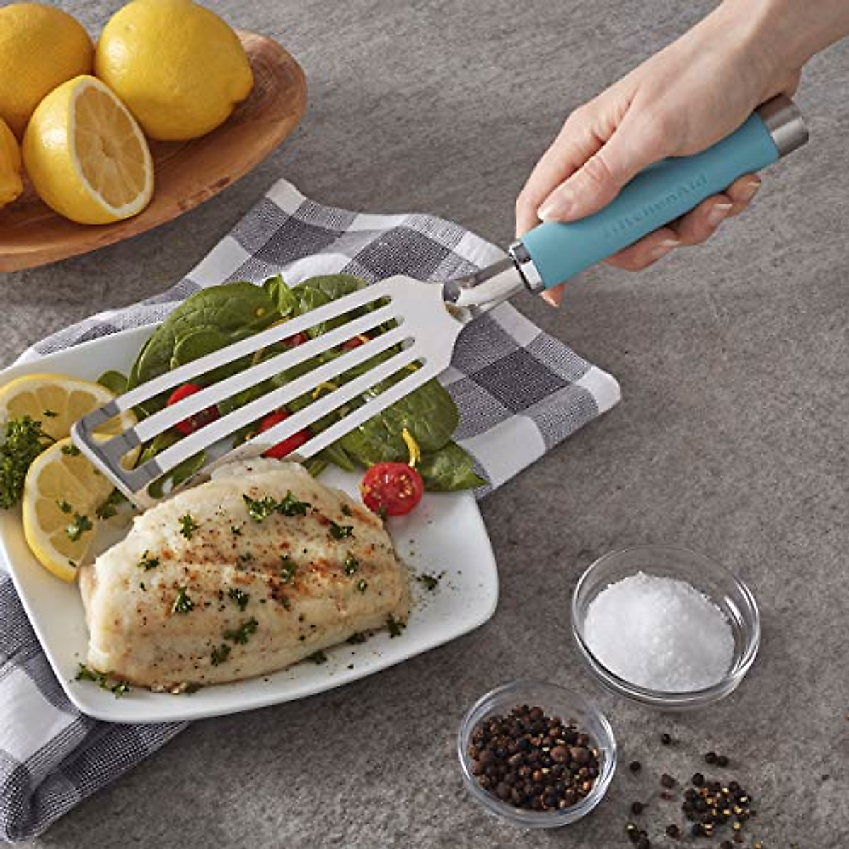 KitchenAid Gourmet Stainless Steel Flex Turner, One Size, Aqua Sky