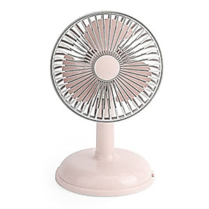 Ozgkee Small Electric Fan Simple Portable Vintage Pure Color USB Charging Little Fan for Summer (Light Pink)