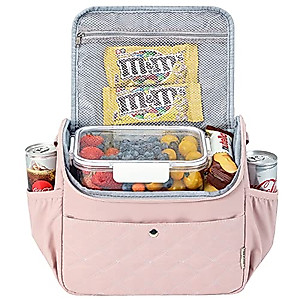 FINDCOZY Lunch Bag, Portable Lunch Box for Women with Adjustable Shoulder Strap, Pink