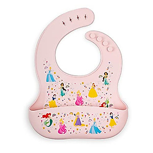 Simple Modern Disney Silicone Bib for Babies, Toddlers | Lightweight Baby Bibs for Eating with Food Catcher Pocket | Soft Silicone with Adjustable Fit | Bennett Collection | Princess Rainbows