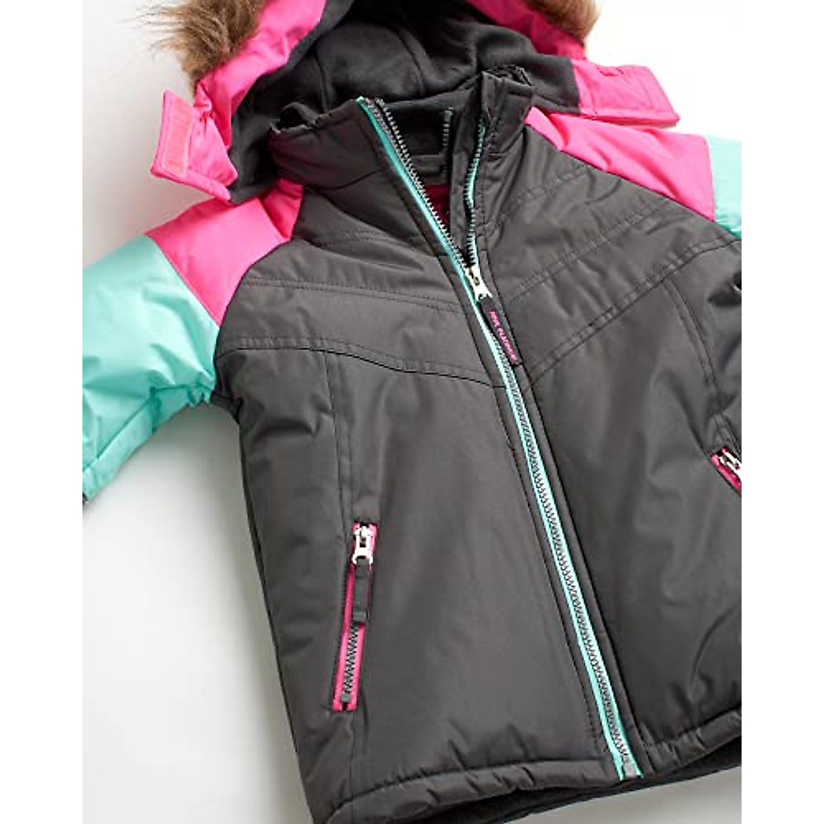 Pink Platinum Girls' Snowsuit - Water Resistant Winter Jacket and Ski Bib Overalls (2T-16), Size 4T, Solid Charcoal