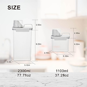 NBILIC Cereal Storage Container Set (Measuring Cups) BPA Free PET Plastic Material, Reusable, Pantry Organizer, Food Portion Containers (Set of 4 2 Large 2 Small) Repeatable