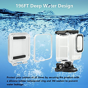 Suptig Waterproof Case Protective Underwater Dive Housing Compatible for GoPro Hero 8 Black Waterproof 196ft (60 Meters)