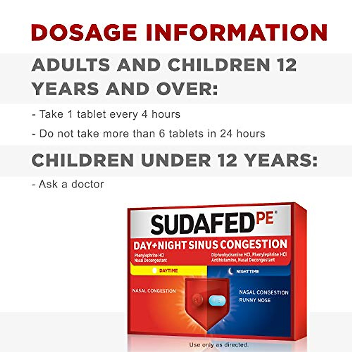 Sudafed PE Day and Night Sinus Pressure & Congestion Tablets, 20 Count