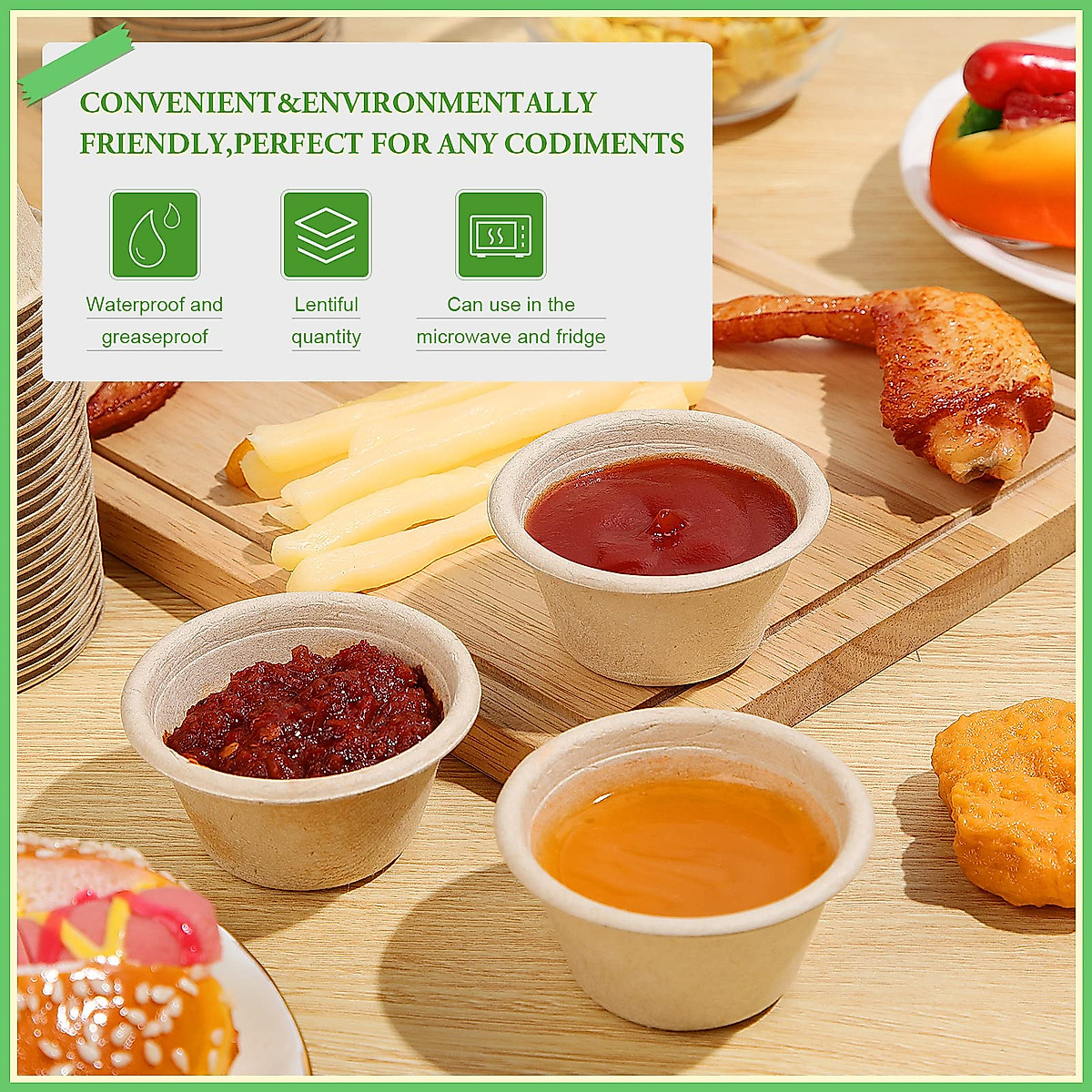 Zubebe 800 Packs 2 oz Disposable Bagasse Fiber Souffle Cups Condiment Cups Natural Bagasse Fiber Sauce Cups Sample Cups Tasting Cups for Small Sauce Portion Sample Snack Charcuterie Serving