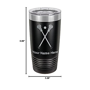 LaserGram 20oz Vacuum Insulated Tumbler Mug, Lacrosse Sticks, Personalized Engraving Included (Black)