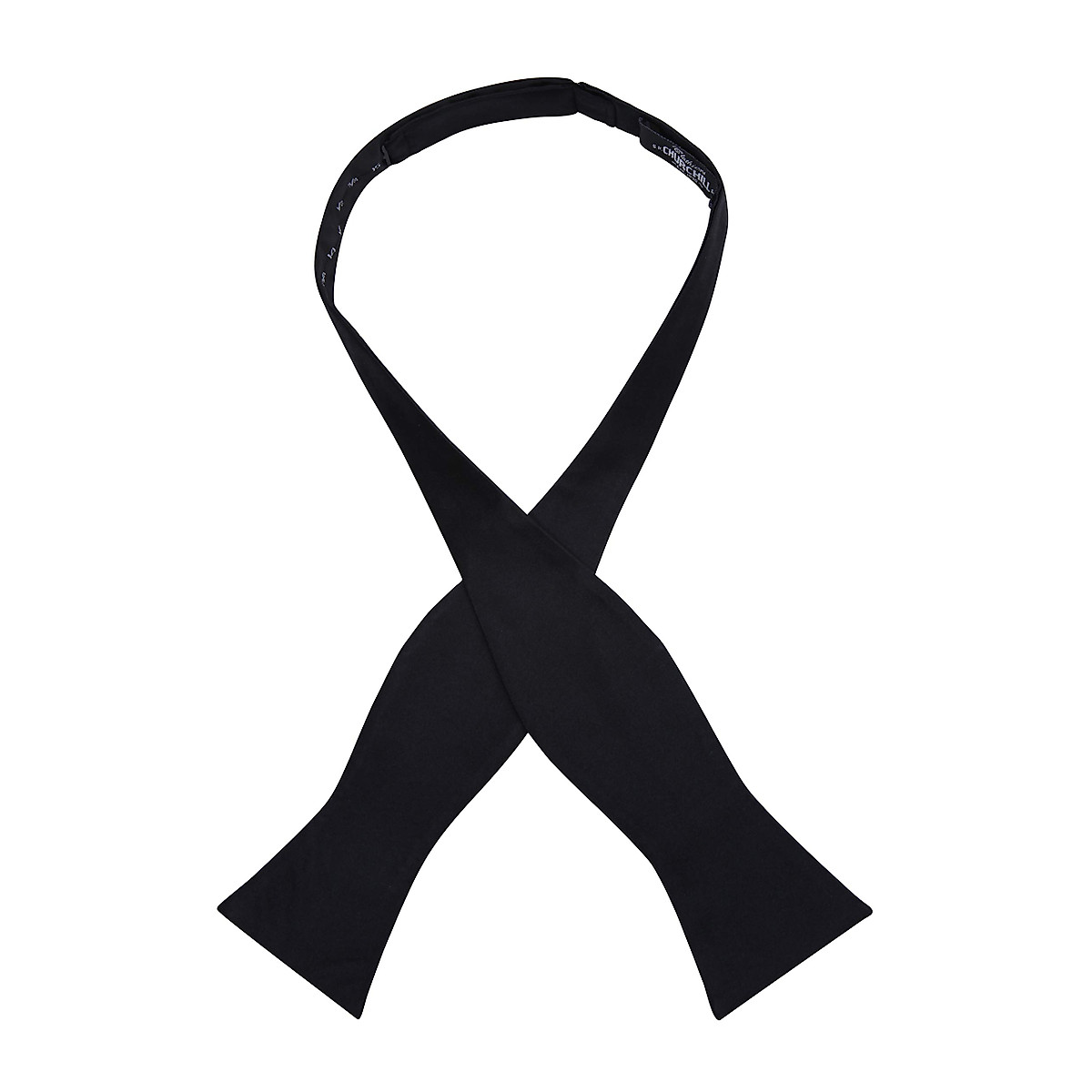 S.H. Churchill & Co. 100% Silk Formal Bow Tie, Solid 16MM Silk Self Tie, Wedding & Tuxedo Bowties Black