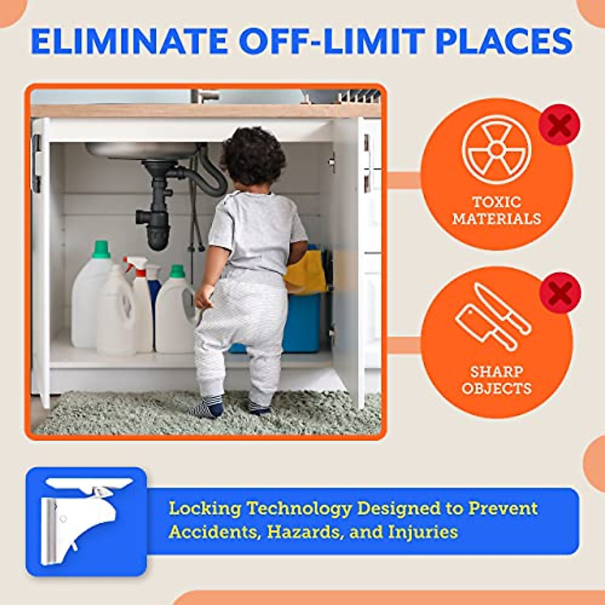 Eco-Baby Child Safety Magnetic Cabinet and Drawer Locks for Proofing Kitchen 12 Pack Child Latches