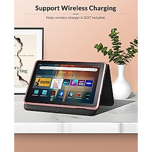 MoKo Case Fits All-New Kindle Fire HD 8 & 8 Plus Tablet (12th Generation-2024/2022 Release) 8", Soft TPU Frosted Colored Back Cover Multi-Angle Slim Smart Shell, Auto Wake/Sleep,Rose Gold