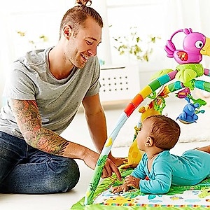 Fisher-Price Playmat Rainforest Music & Lights Deluxe Gym with 10+ Toys & Activites for Newborn Tummy Time Play