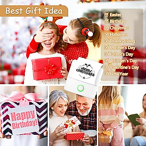 ADBAOBO Mini Sticker Printer, Portable Bluetooth Photo Printer, Pocket Thermal Printer for Study Notes, Scrapbook Supplies, Journals, Receipts, Compatible with Phone & Tablet, 1 Roll Paper, White