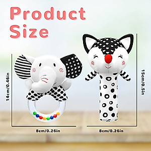 Baby Rattles 0-6 Months Newborn Toys Infant Toys 0-6 Months Rattles for Babies 0-6 Months Baby Toys 0-6 Months, Black and White High Contrast Baby Toys for Newborn 0 3 6 9 12 Months Girls Boys