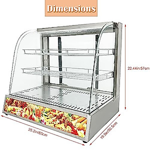 HQHAOTWU Commercial Food Warmer Display Electric Stainless Egg Tart Pizza Food Display Case with Lamp 3-Tier Countertop Pastry Warmer Temperature Adjustable 30-110℃/86-230℉110V