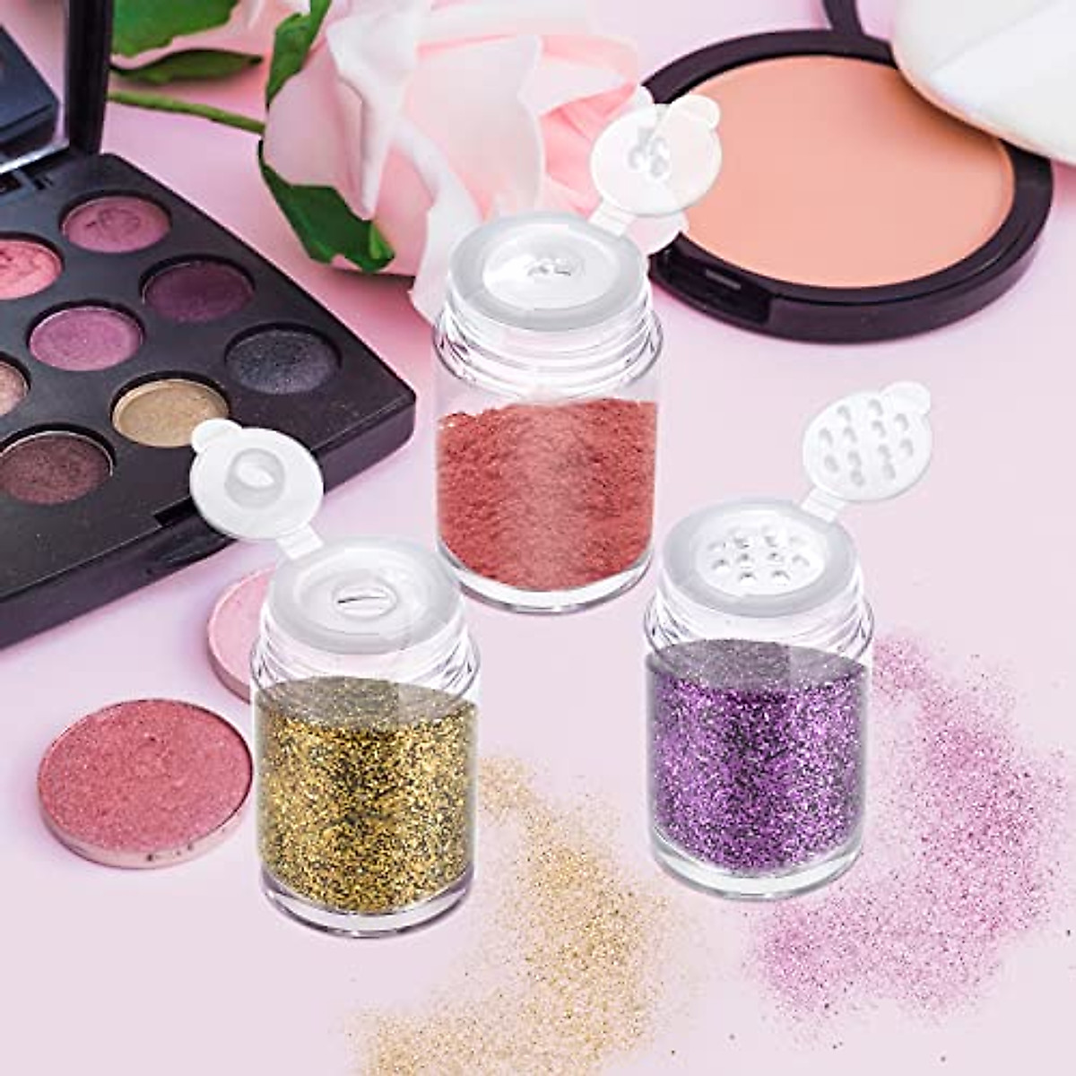 RAYNAG 6 Pieces Mini Empty Loose Powder Bottle Travel Cosmetic Glitter Powder Eye Shadow Powder Box with Sifter and Lids (3 Style)