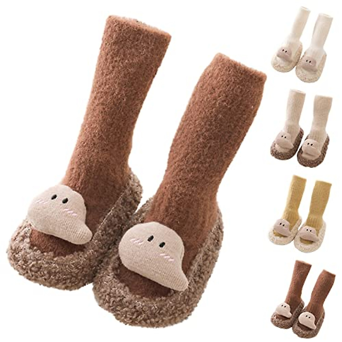 Lykmera Autumn Winter Children Toddler Boys Girls Socks Shoes Non Slip Plush Warm Comfortable Cartoon Socks Shoes Slippers (B, 6-12 Months)