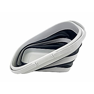 SAMMART 17L (4.5 Gallon) Collapsible Basket with Handle - Portable Outdoor Picnic Basket/Crater - Foldable Shopping Bag - Space Saving Storage Container (Grey/Slate Grey)