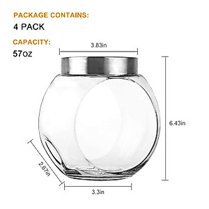 57oz Accguan Glass Candy Jar Cookie Jar With Metal Airtight Lid for Snacks, Dry Food, Jelly and Daily Food Storage, Set of 4