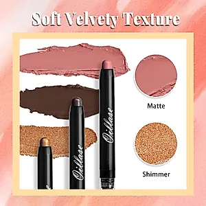 Oillase 12 PCS Eyeshadow Stick Sets with Smudge Proof Eyeshadow Primer Base, Glitter, Shimmer and Matte Eyeshadow Pen/Pencil Crayon with Soft Brush, Cream Eye Shadow Stick Makeup,