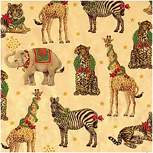 Caspari Wild Christmas Gold Embossed Foil Gift Wrap - One Roll